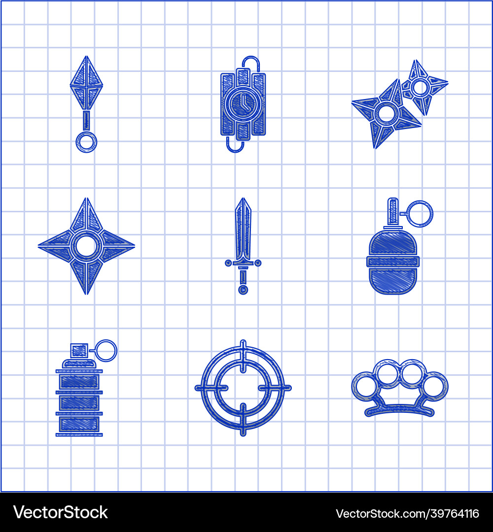 Set medieval sword target sport brass knuckles Vector Image