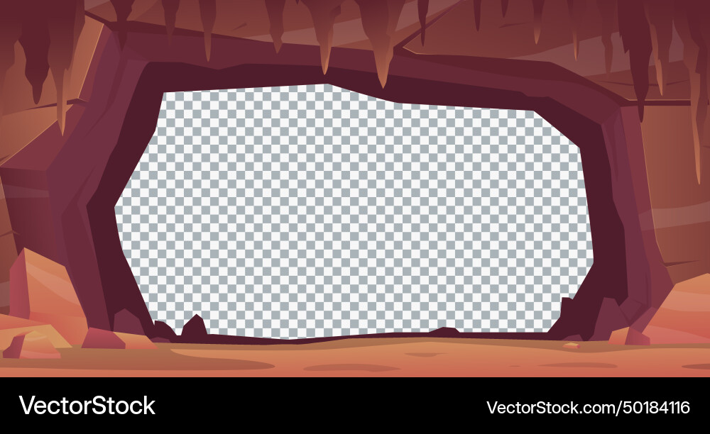 Stone cave entrance transparent background Vector Image
