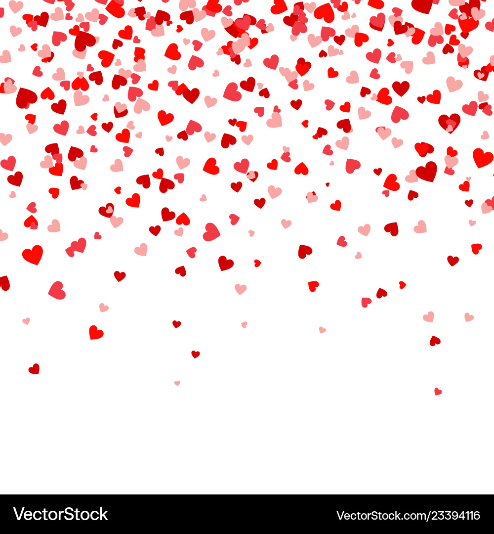 Valentines day falling red hearts on white Vector Image