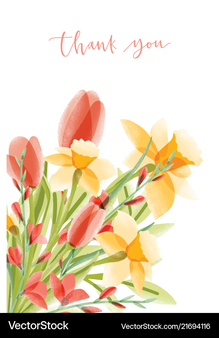 Vertical card template with lettering and bouquet Vector Image