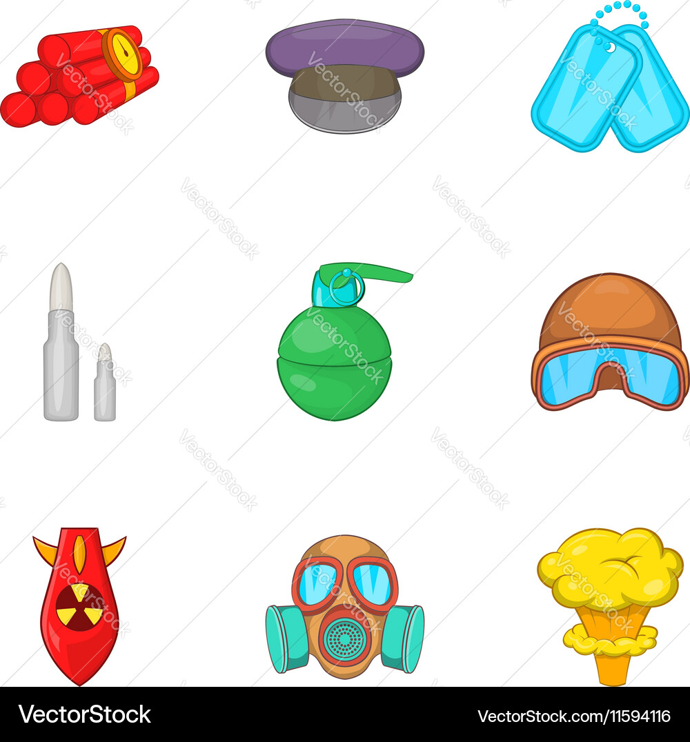 Weapons icons set cartoon style Royalty Free Vector Image