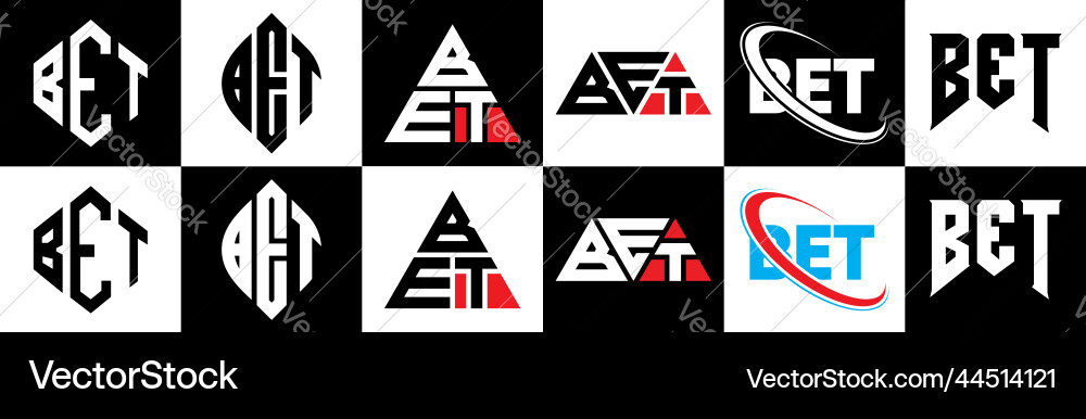 Bet letter logo design in six style polygon Vector Image