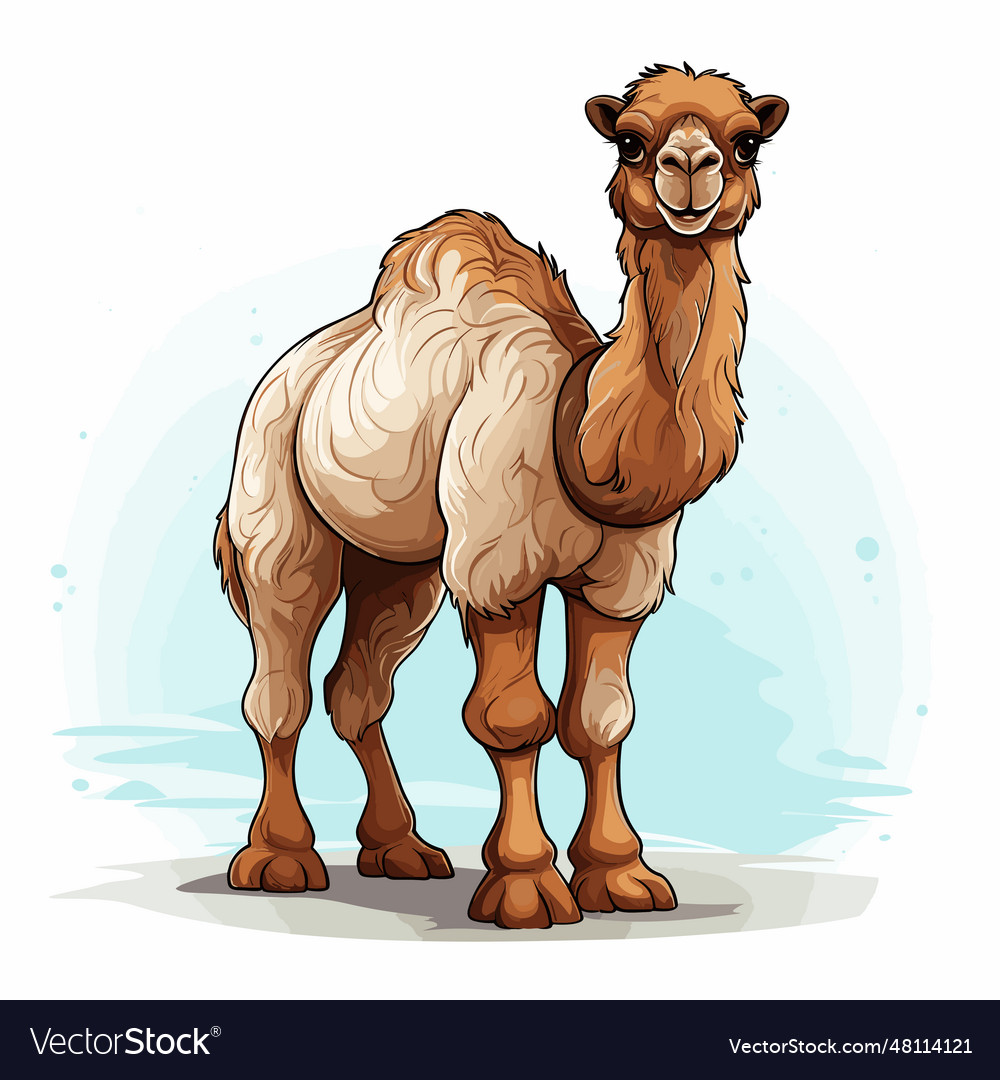 Camel hand-drawn comic cute doodle style Vector Image