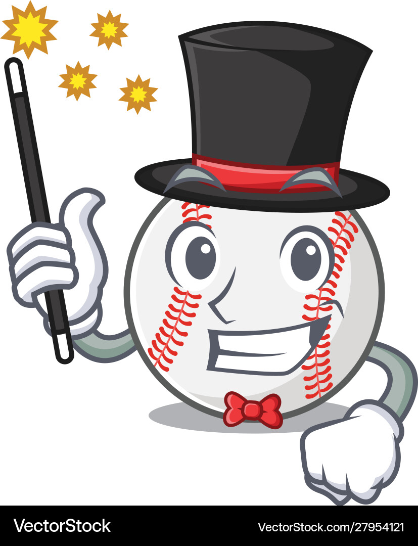Cartoon baseball with in magician shape mascot Vector Image