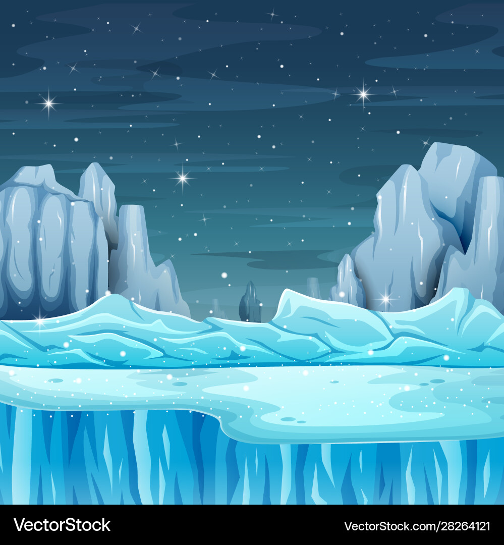 Cartoon nature winter landscape with iceberg Vector Image