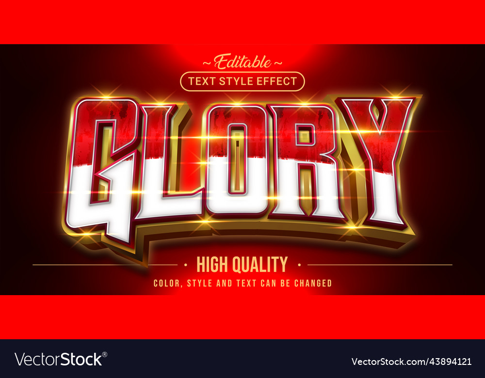 Editable text style effect - glory Royalty Free Vector Image