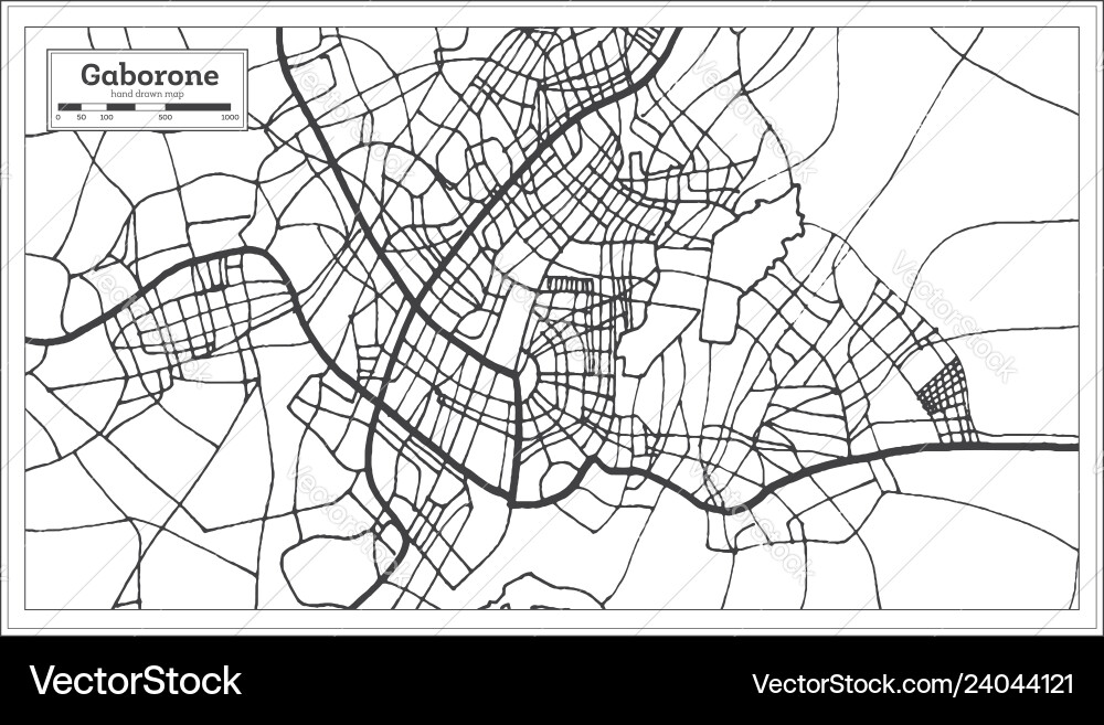 Gaborone botswana city map in retro style outline Vector Image
