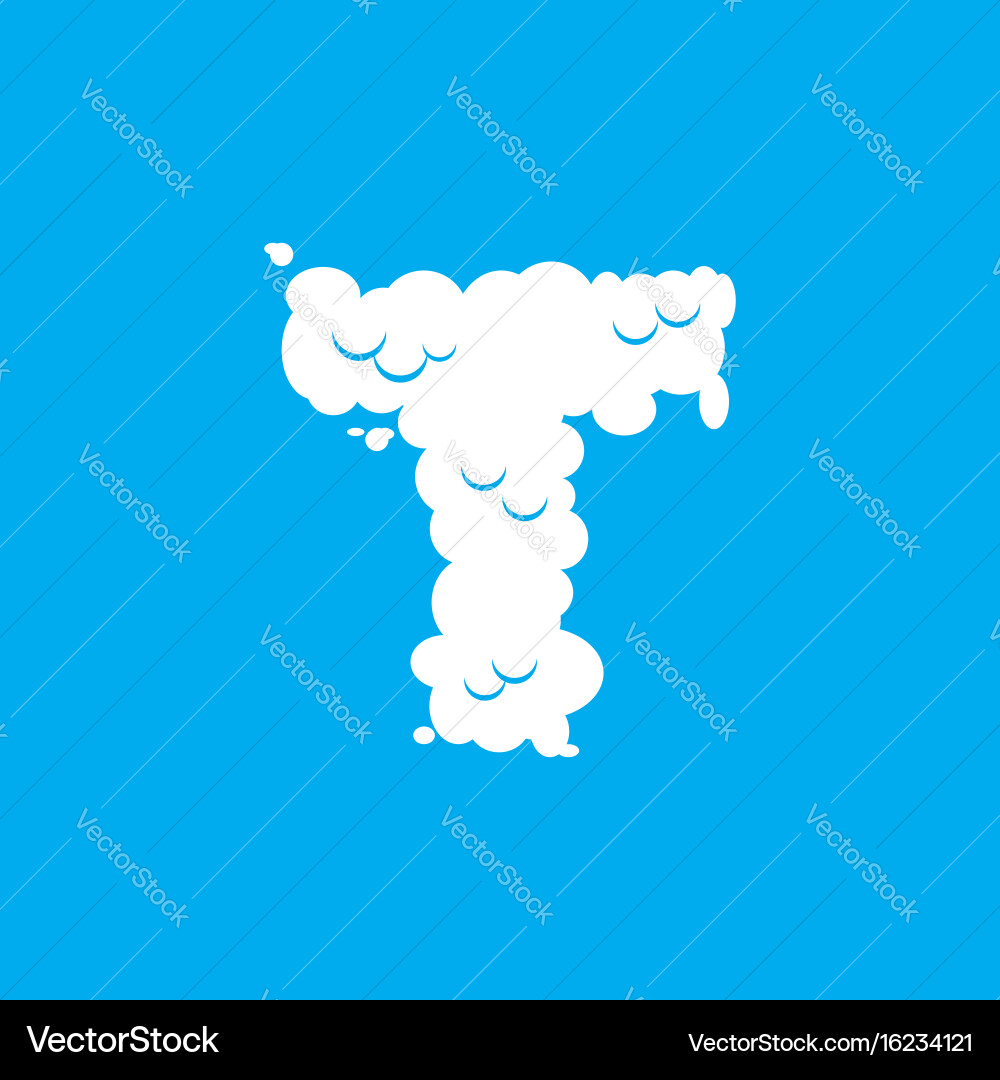 Letter t cloud font symbol white alphabet sign on Vector Image