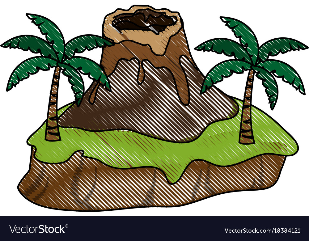 Nature volcano landscape Royalty Free Vector Image