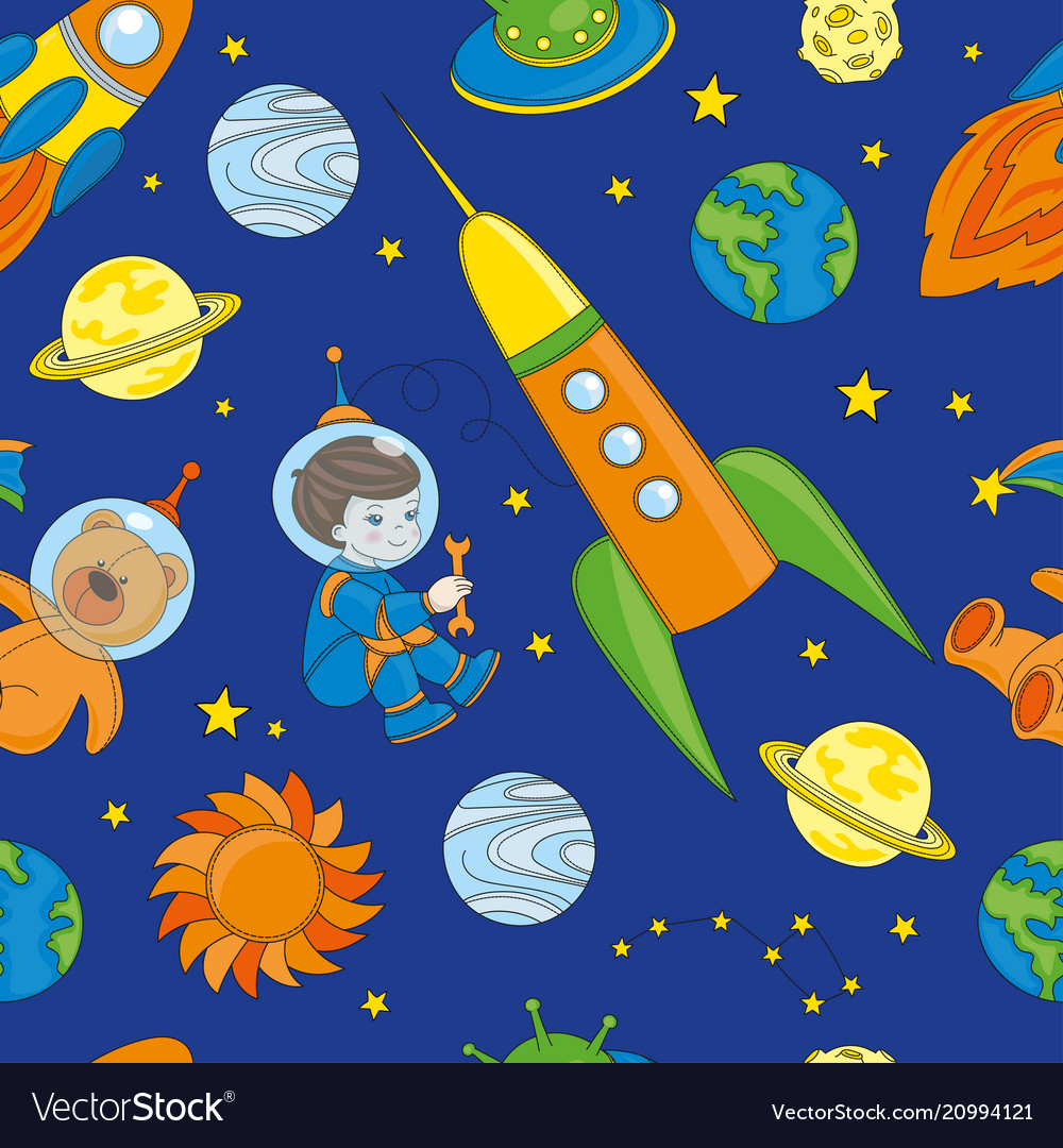 Seamless pattern spaceman Royalty Free Vector Image