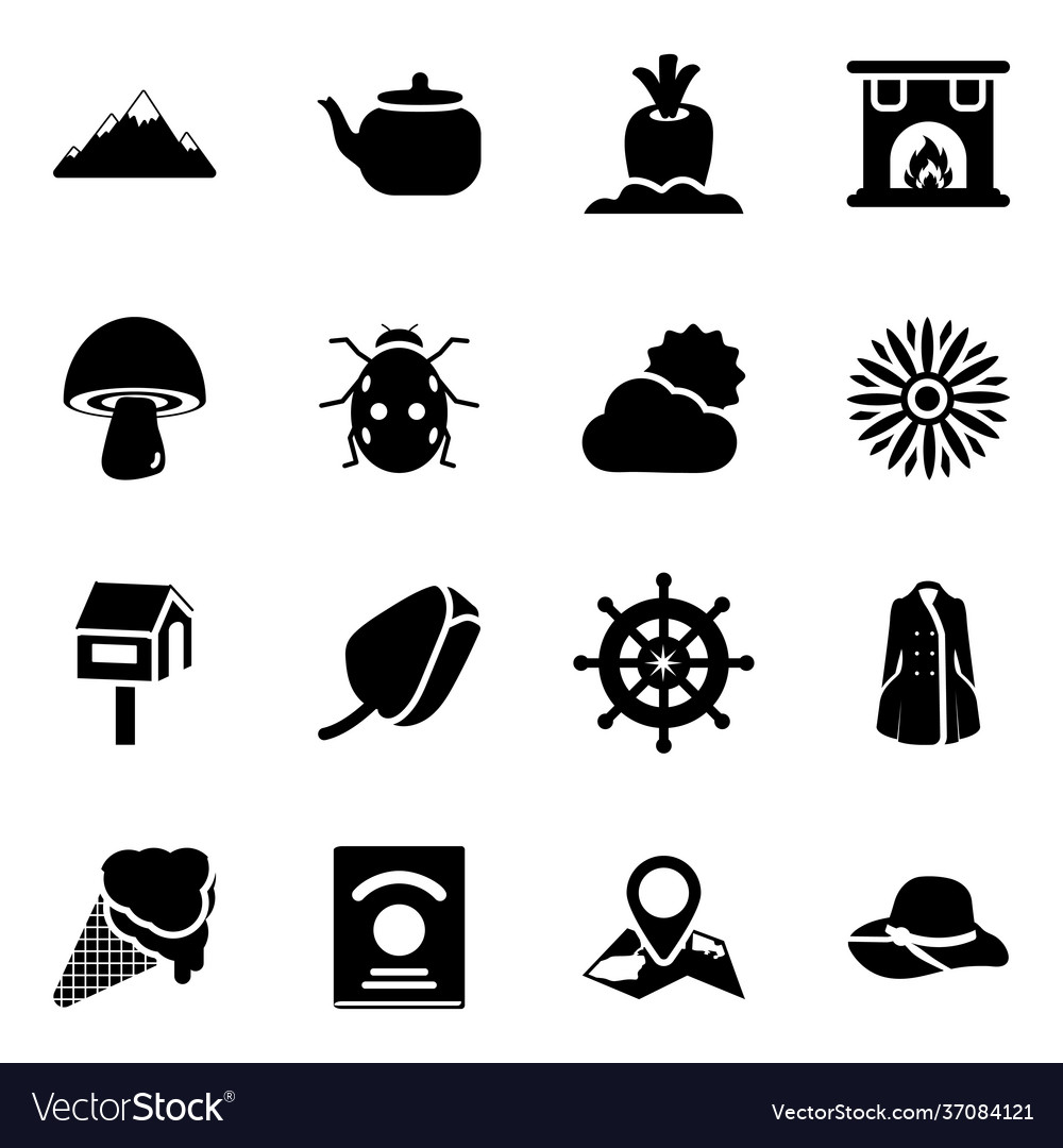 Seasonal elements in solid style Royalty Free Vector Image