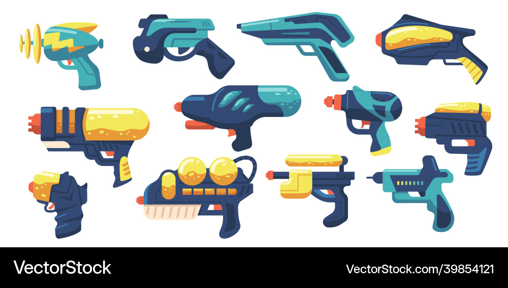 Set blaster kid toy guns handguns or rayguns Vector Image
