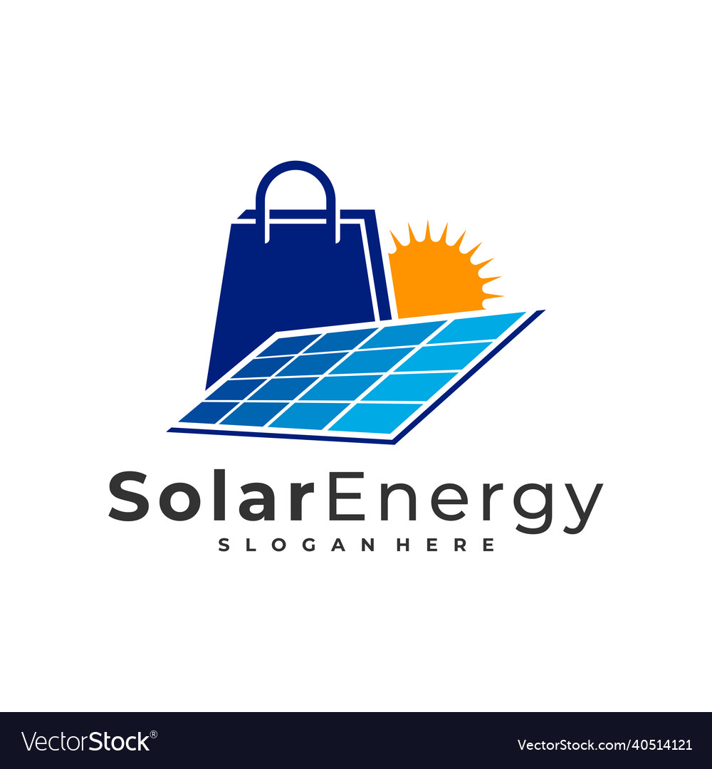 Shop solar logo template creative panel Royalty Free Vector
