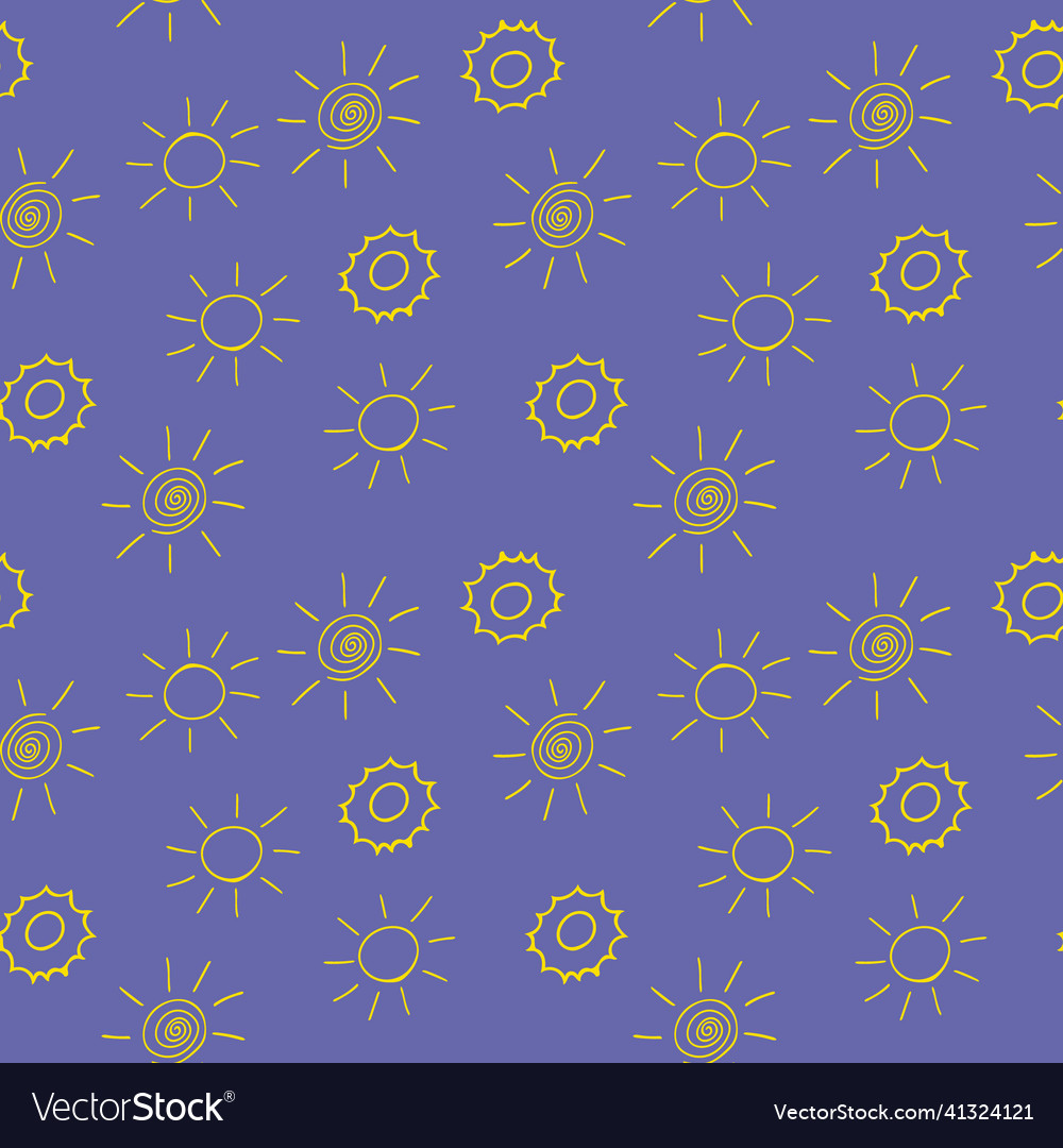 Sun seamless pattern hand drawn doodle Royalty Free Vector