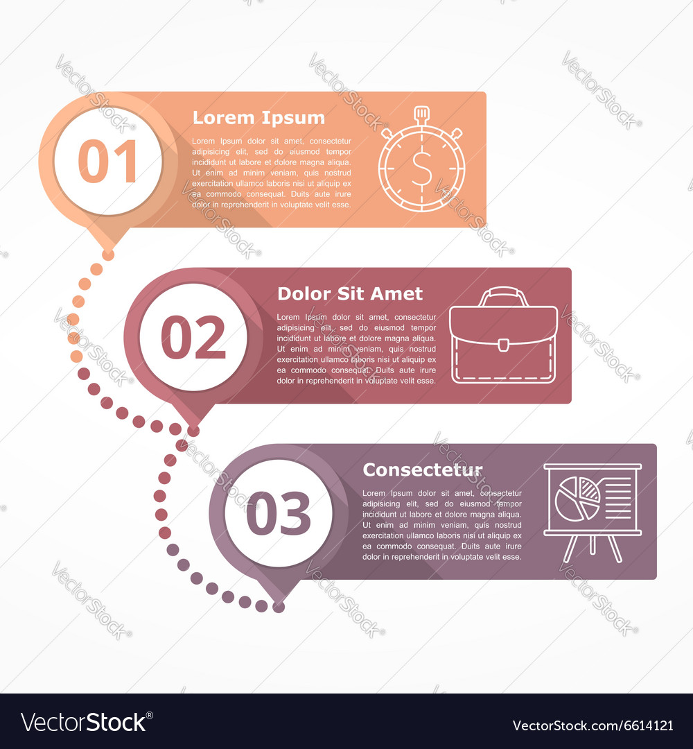 Three steps diagram Royalty Free Vector Image - VectorStock
