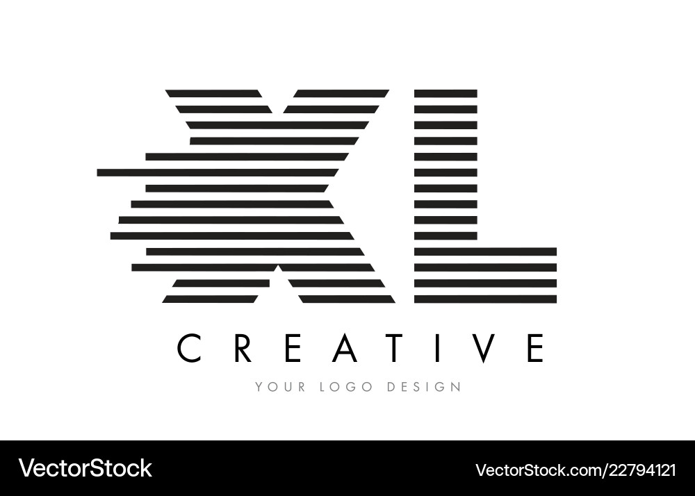 Xl x l zebra letter logo design with black Vector Image