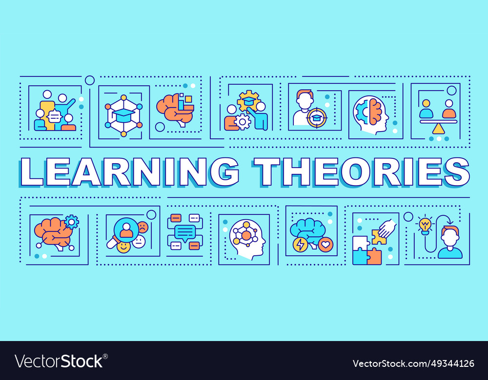 2d Learning Theories Text With Creative Thin Line Vector Image
