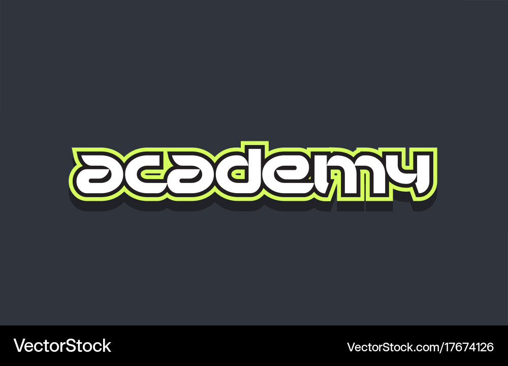 Academy word text logo design green blue white Vector Image