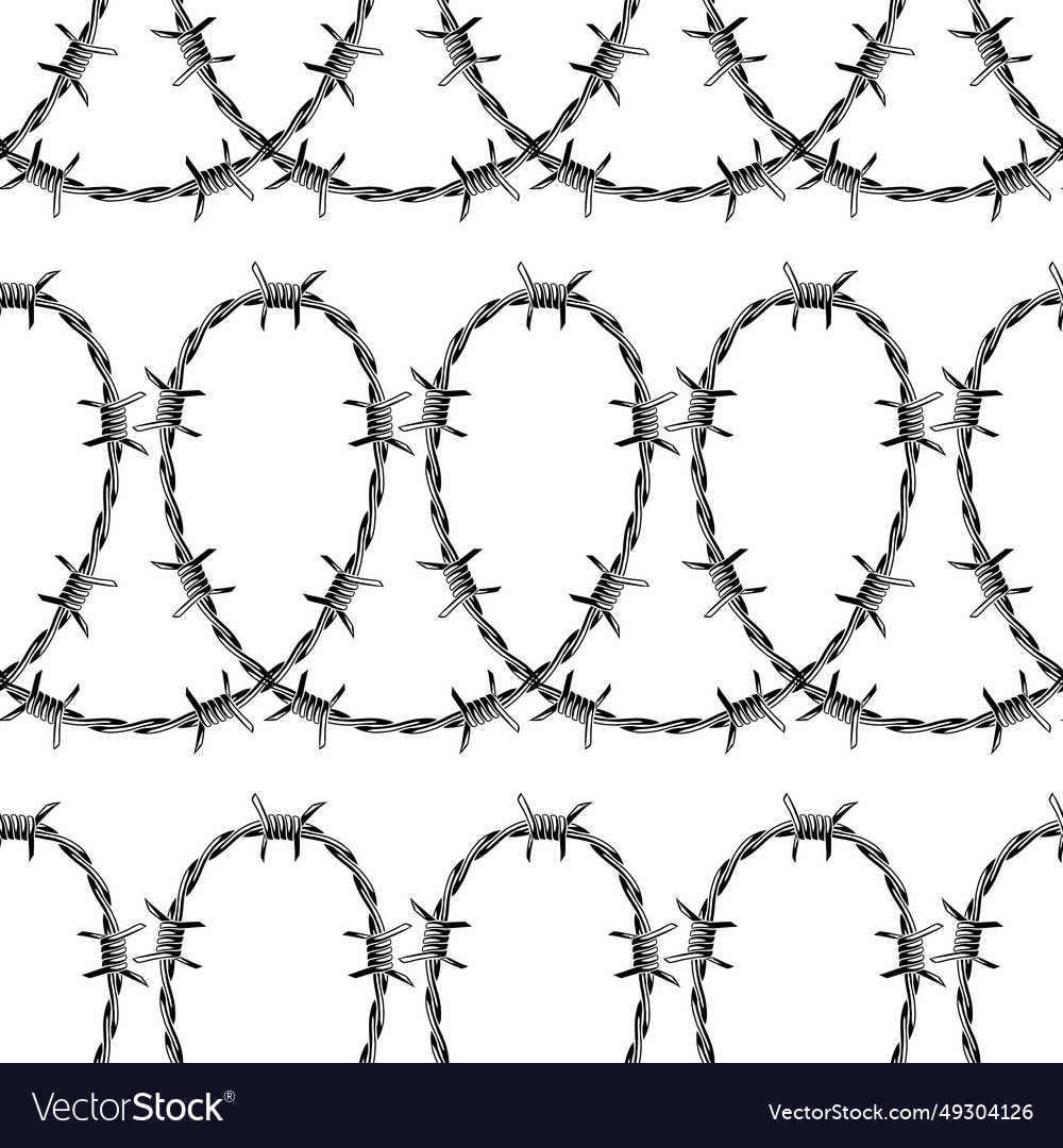 Barbed wire seamless pattern sharp barbwire Vector Image