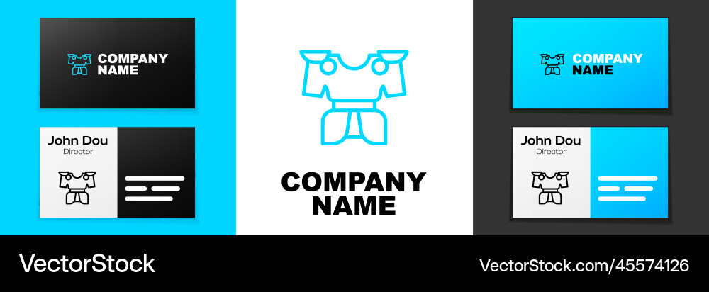 Blue line body armor icon isolated on white Vector Image