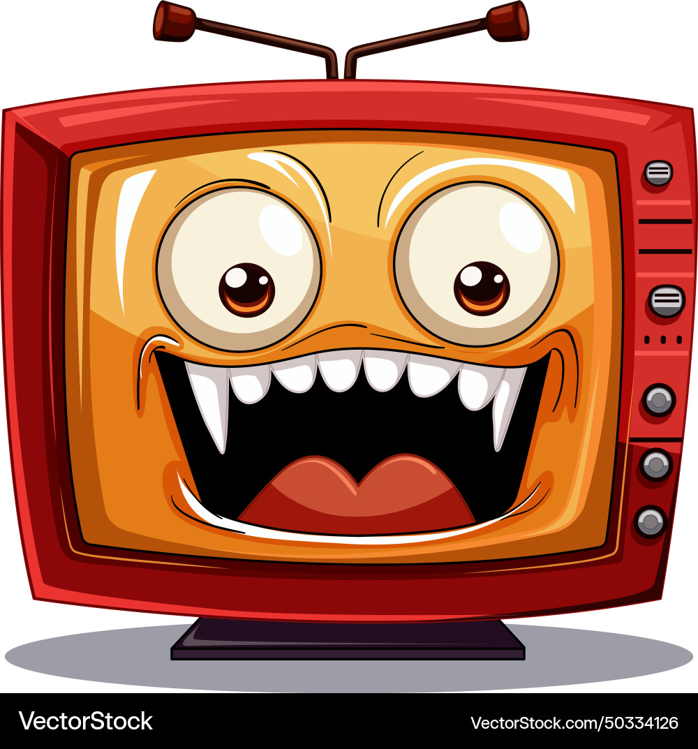 Colorful animated tv with a lively expression Vector Image