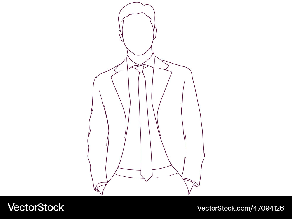 Confident businessman standing hand drawn style Vector Image