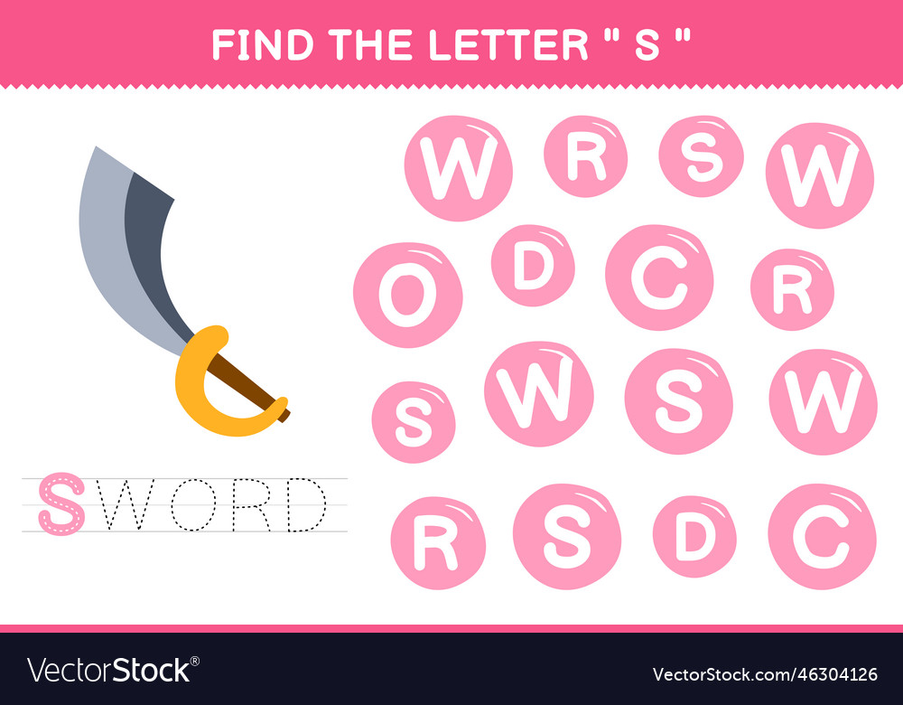 Education game for children find the letter s Vector Image