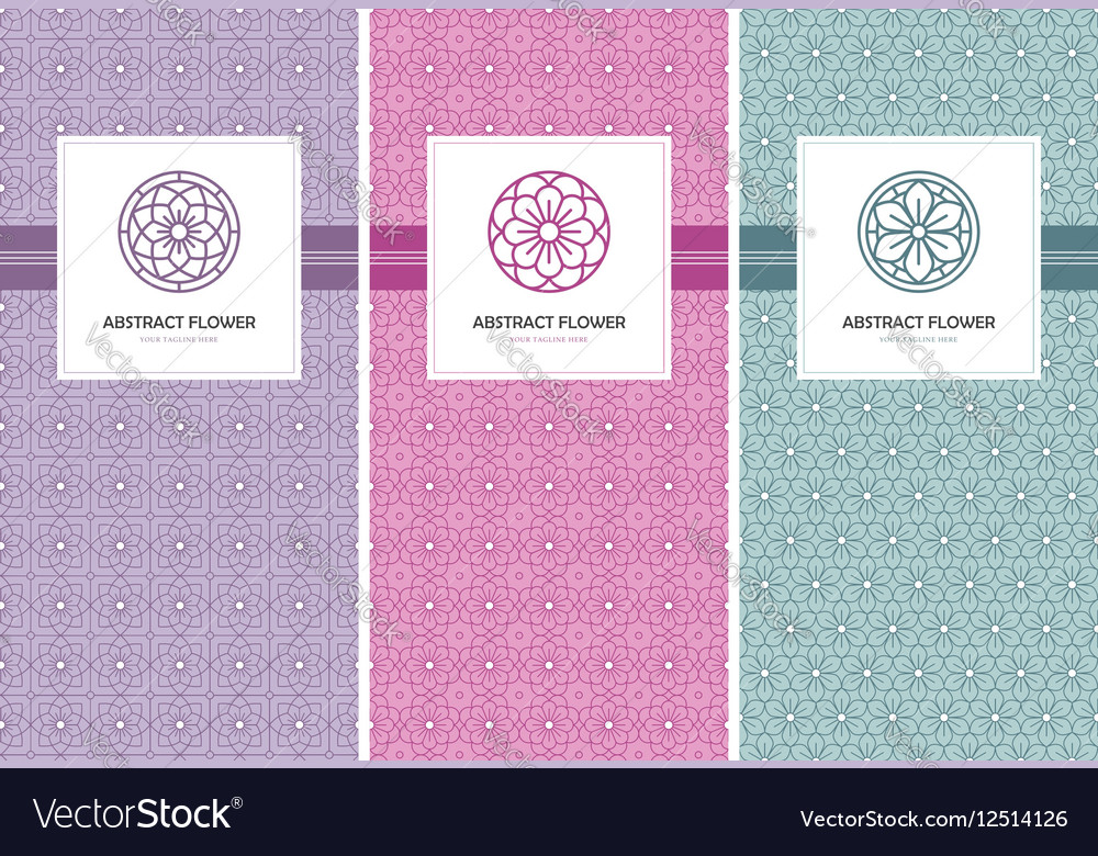 Flower logo and seamless pattern design template Vector Image