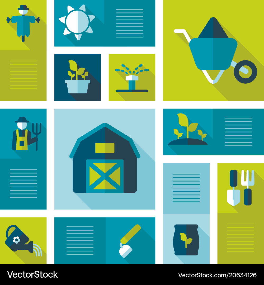 Garden farm icons set Royalty Free Vector Image