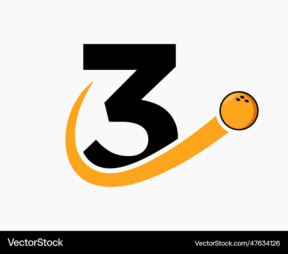 Letter 3 bowling logo bowling ball symbol Vector Image