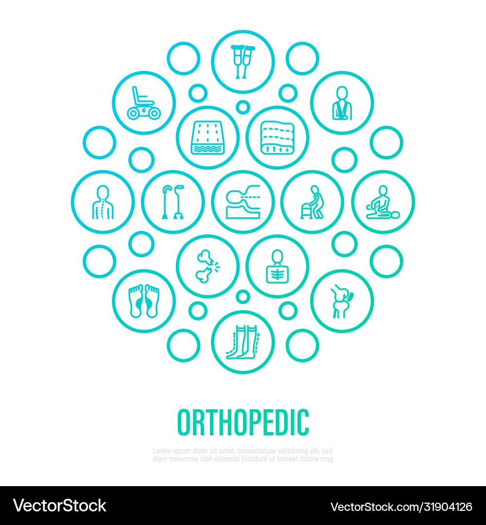 Orthopedic concept thin line icons in circle Vector Image
