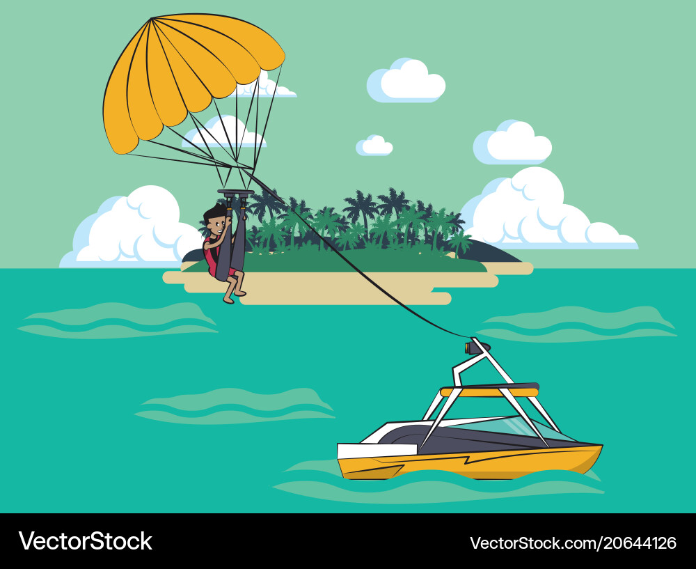 Parasaling in the sea Royalty Free Vector Image