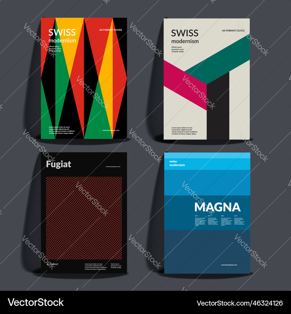 Retro covers set swiss style modernism Royalty Free Vector
