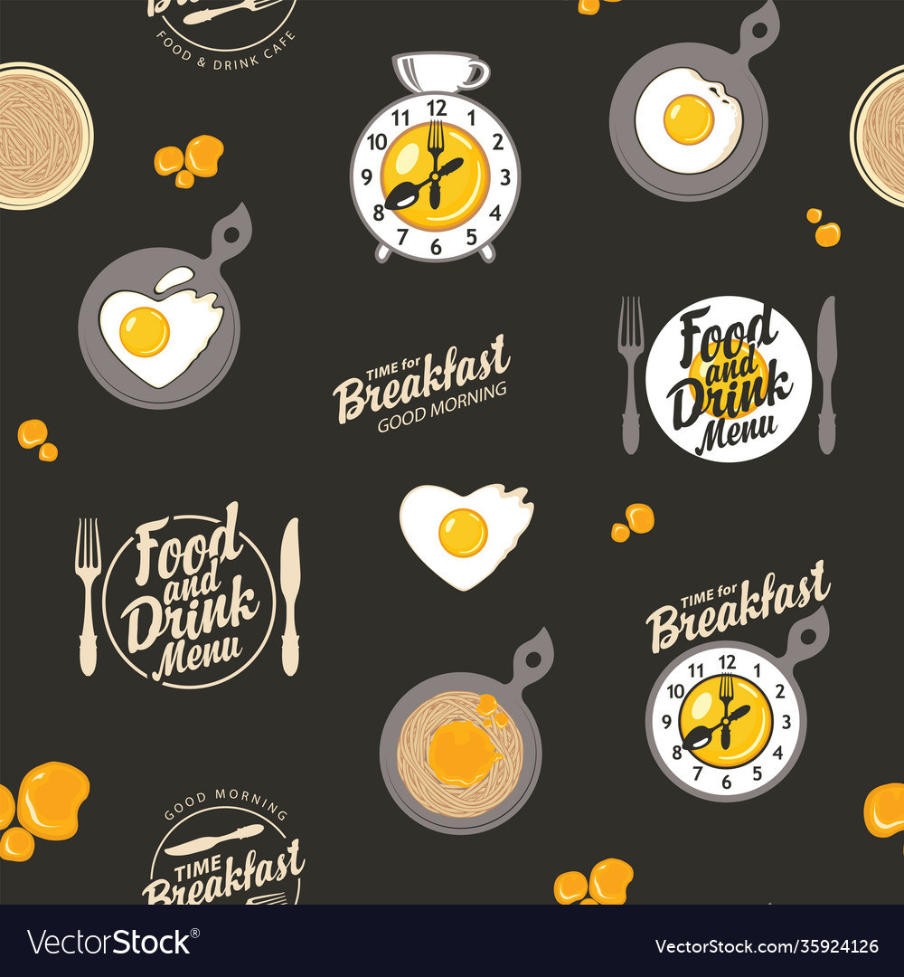 Seamless pattern on theme breakfast Royalty Free Vector
