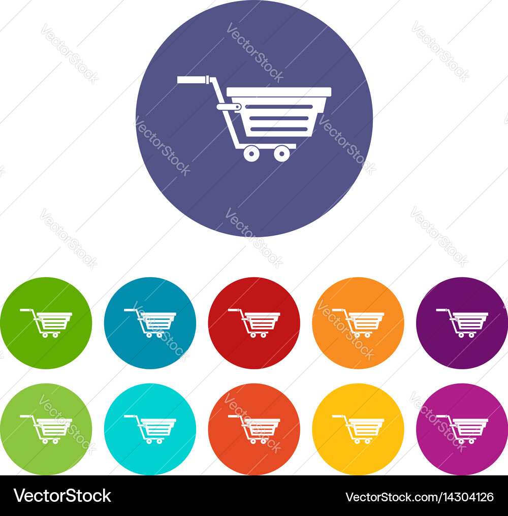 Shopping cart icons set flat Royalty Free Vector Image