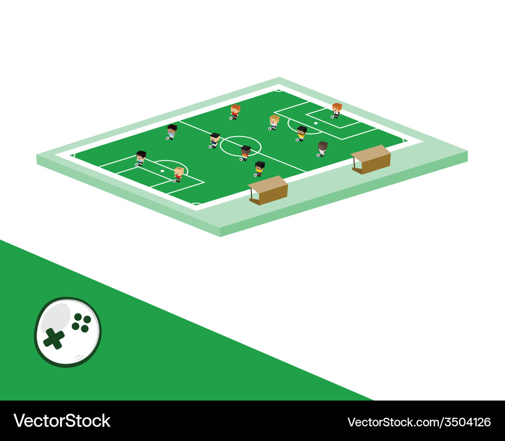 Soccer block isometric cartoon character Vector Image