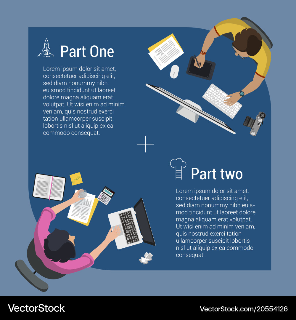 Top view office workspace Royalty Free Vector Image