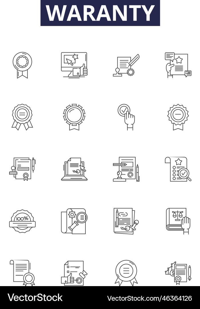 Waranty line icons and signs security Royalty Free Vector