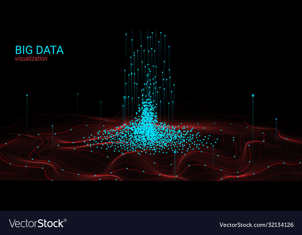 Wave 3d big data visualization analysis Royalty Free Vector