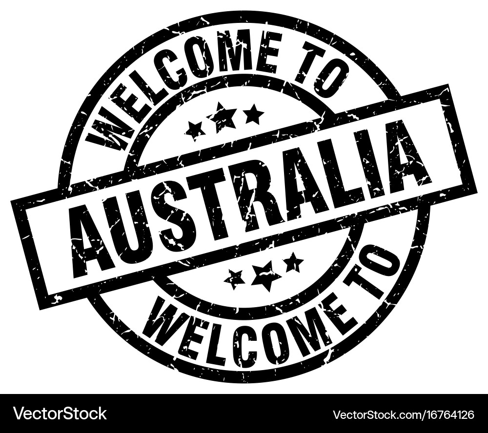 Welcome to australia black stamp Royalty Free Vector Image