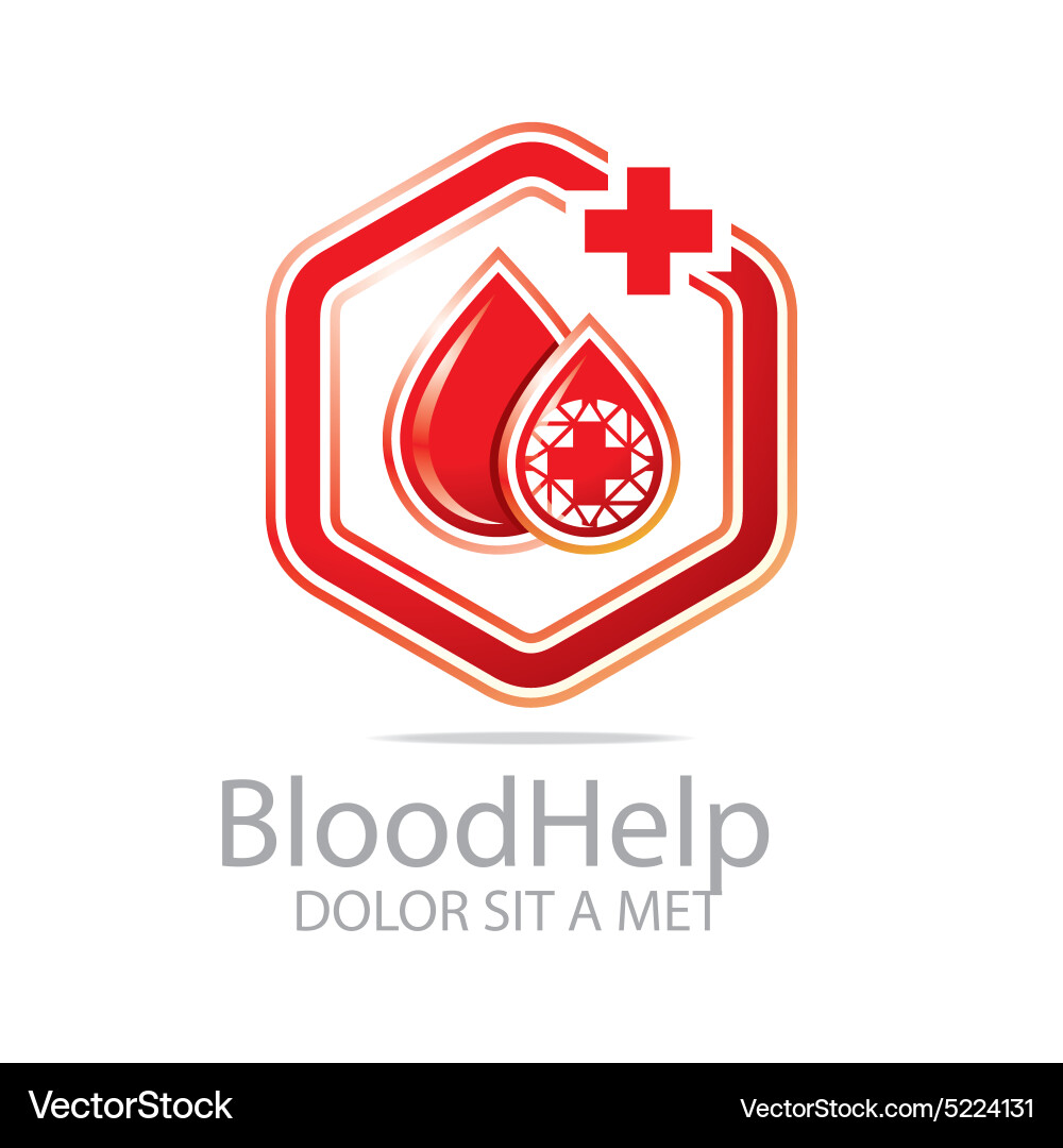 Blood help hexagon donors healthy symbol Vector Image