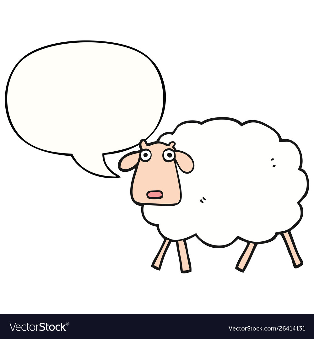 Cartoon sheep and speech bubble Royalty Free Vector Image