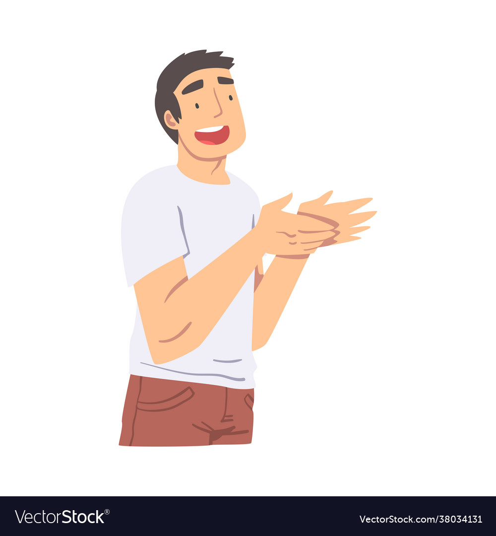Cheerful guy talking and gesturing man discussing Vector Image