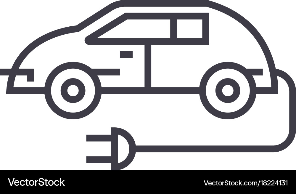 Electric car linear icon sign symbol Royalty Free Vector