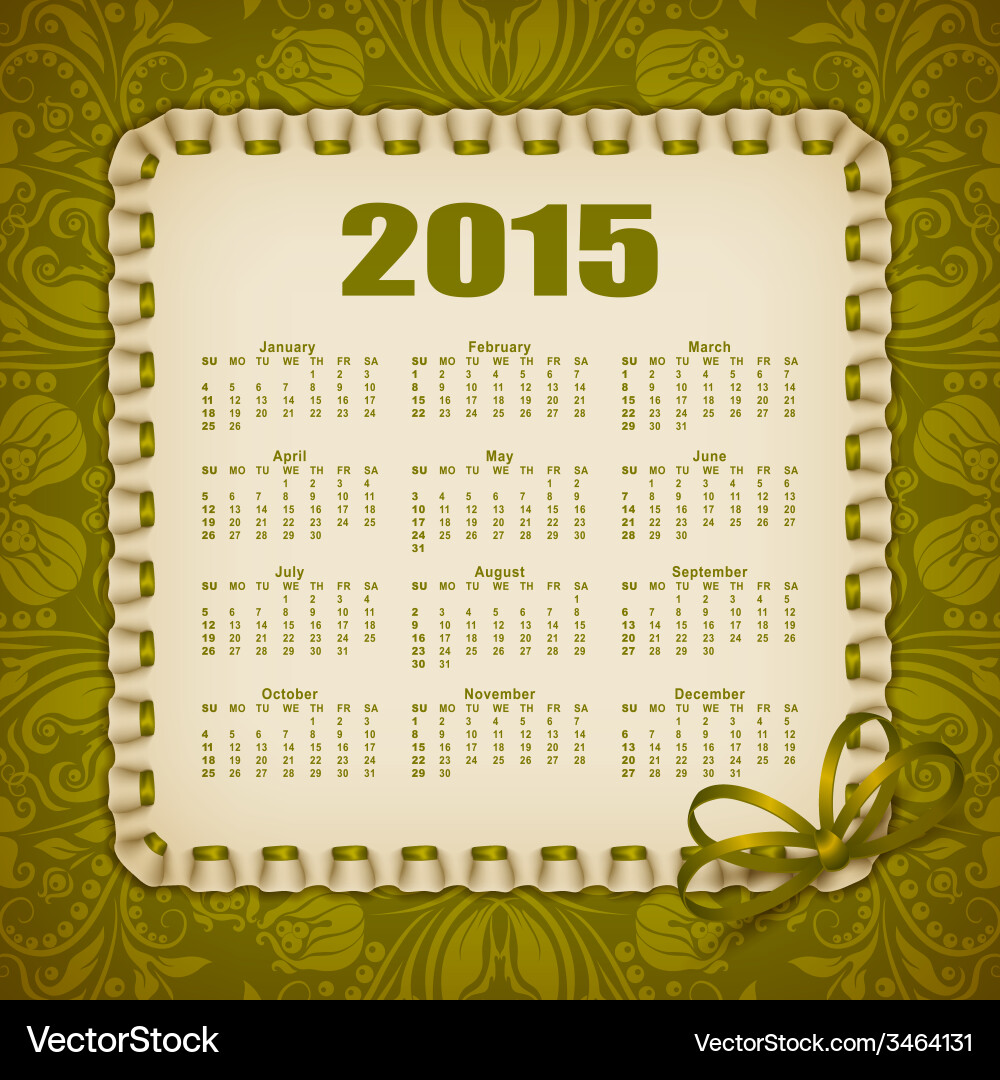 Elegant template of calendar Royalty Free Vector Image