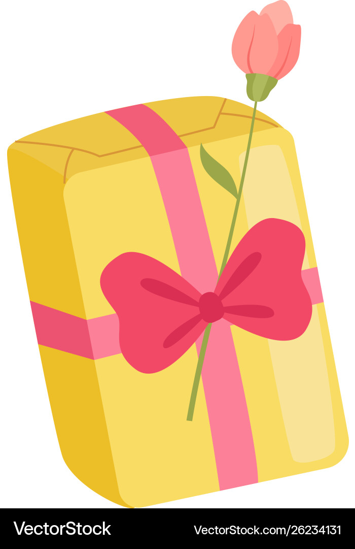 Festive holiday yellow gift box with overwhelming Vector Image