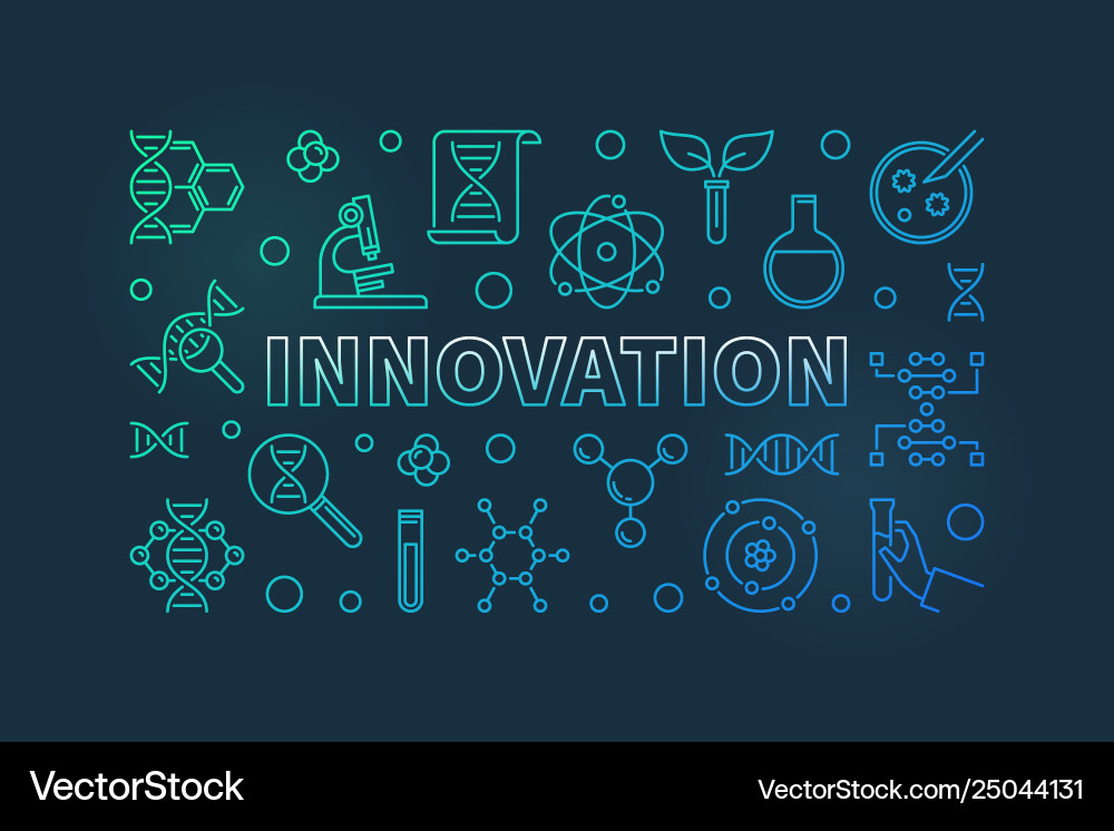 Innovation and science colored outline Royalty Free Vector