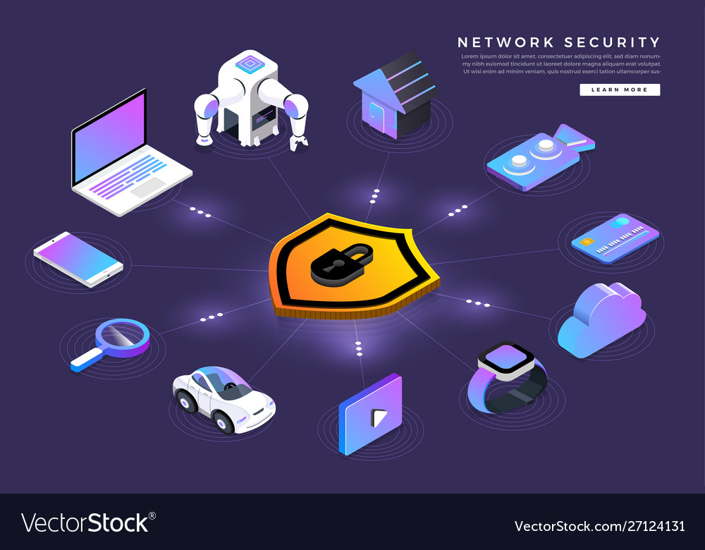 Isometric security network Royalty Free Vector Image