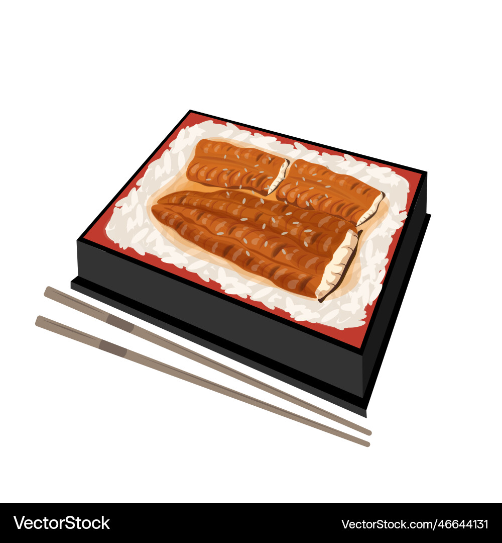 Japanese bento box kabayaki unagi Royalty Free Vector Image