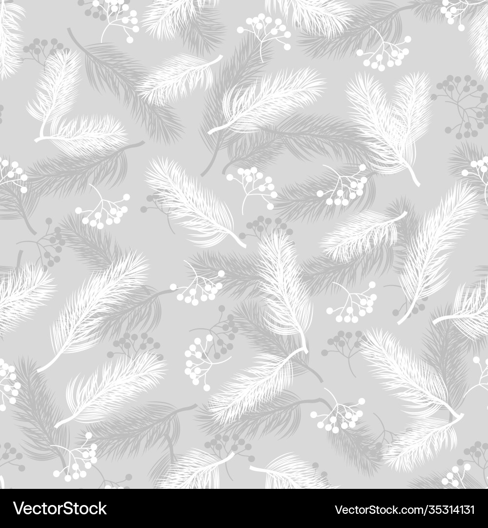 Seamless pattern with rowan and fir branches Vector Image